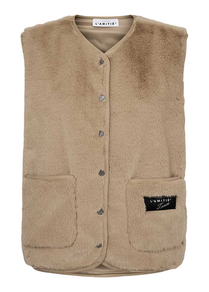 Haute L'Amitie New Fur Tech Vest - Fake Fur - Beige – Acorns